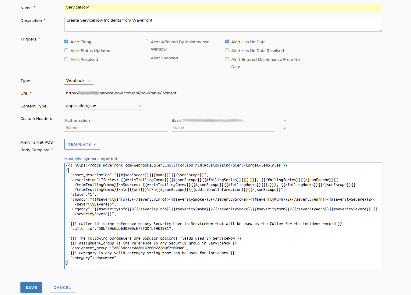 ServiceNow Integration | Tanzu Observability Documentation